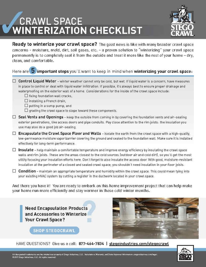 Crawl Space Winterization Checklist